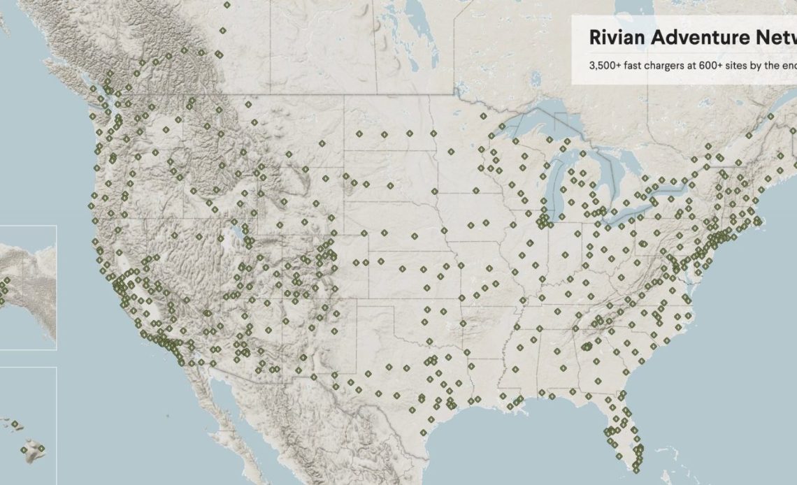 Rivian reveals impressive map of over 600 planned fast-charging ...