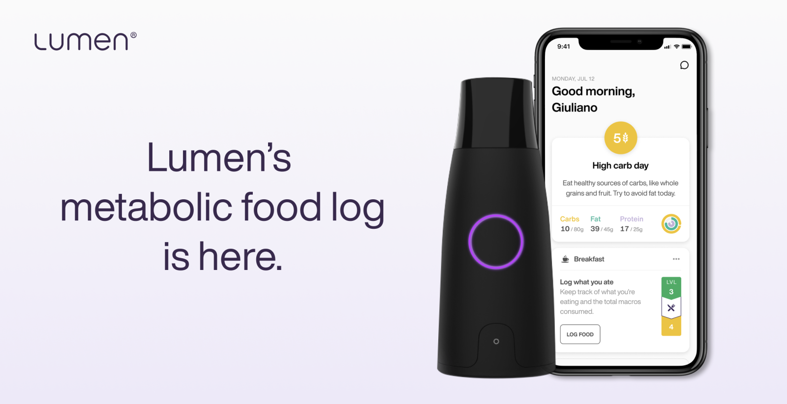 Lumen’s metabolic analyzer iOS app gets food log to show how nutrition ...