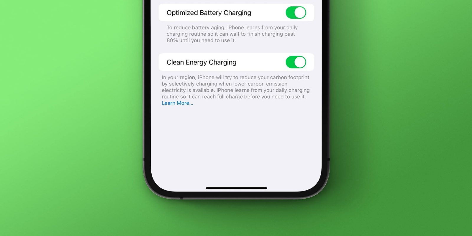 iOS 16.1 adds Clean Energy Charging feature to ‘reduce your carbon footprint’