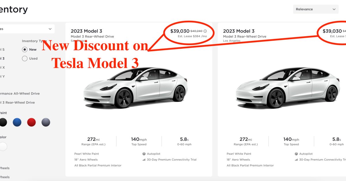 Tesla discounts new inventory cars – now starting at $384 a month